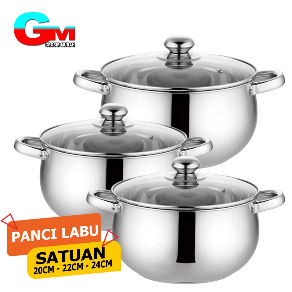 Jual Panci Labu Soup Pot Satuan Belly Pot Ukuran 20 22 dan 24cm Tutup ...