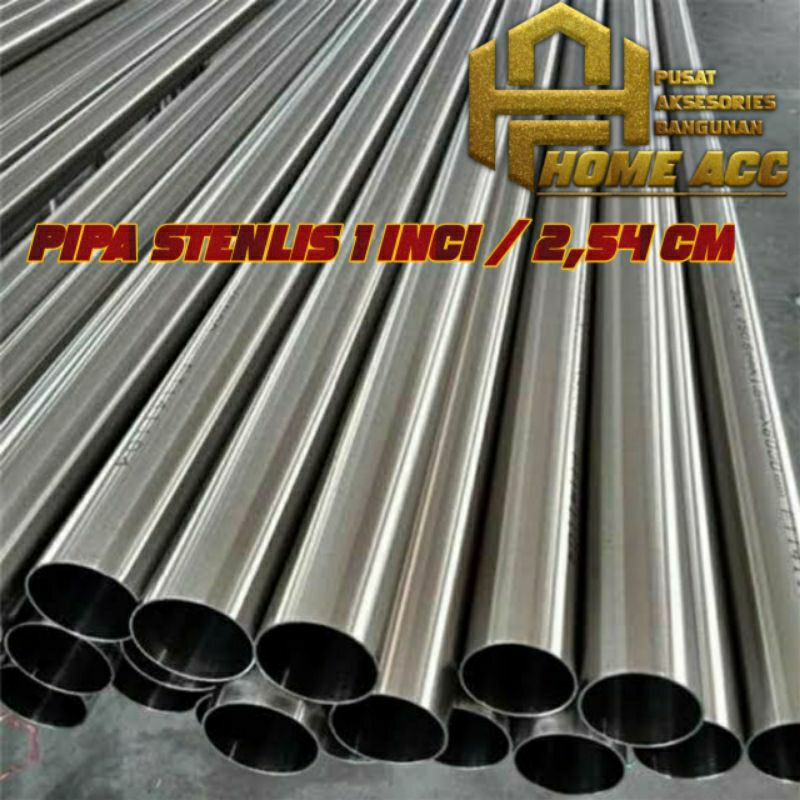 Jual pipa stenlis 1 inch TEBAL 1mm od 25 mm panjang 100 cm, pipa serombong besar, pipa display ...