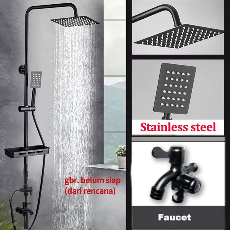 Jual SUS304 Shower Set Kamar Mandi Rain Shower + Keran Cabang - Paket ...