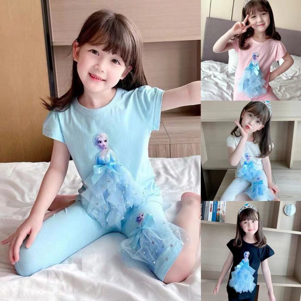 Jual [PRINCESS KESLI] 1-9 Tahun Putri Elsa Setelan Anak perempuan katun ...