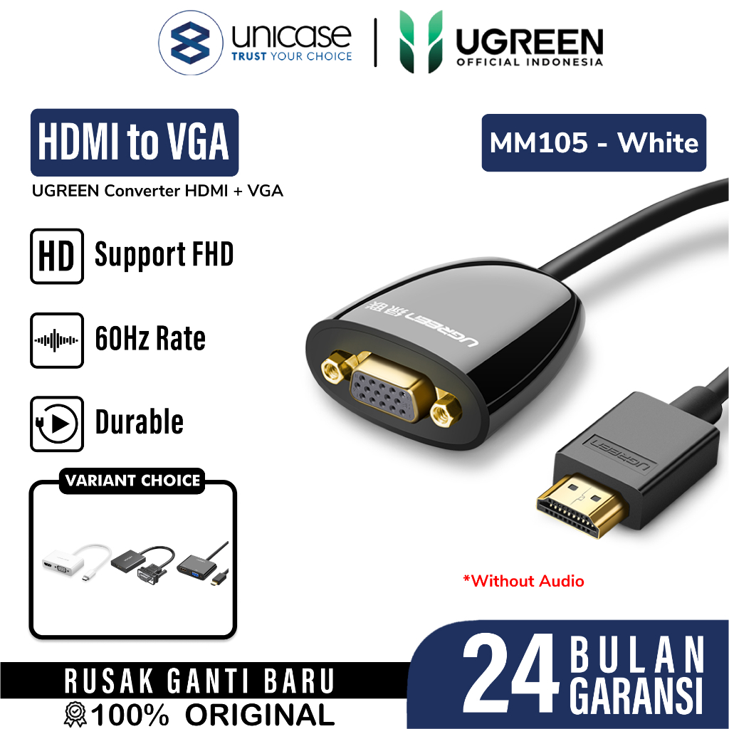 Jual Cable Adapter HDMI to VGA Converter Proyektor UGREEN Connector ...