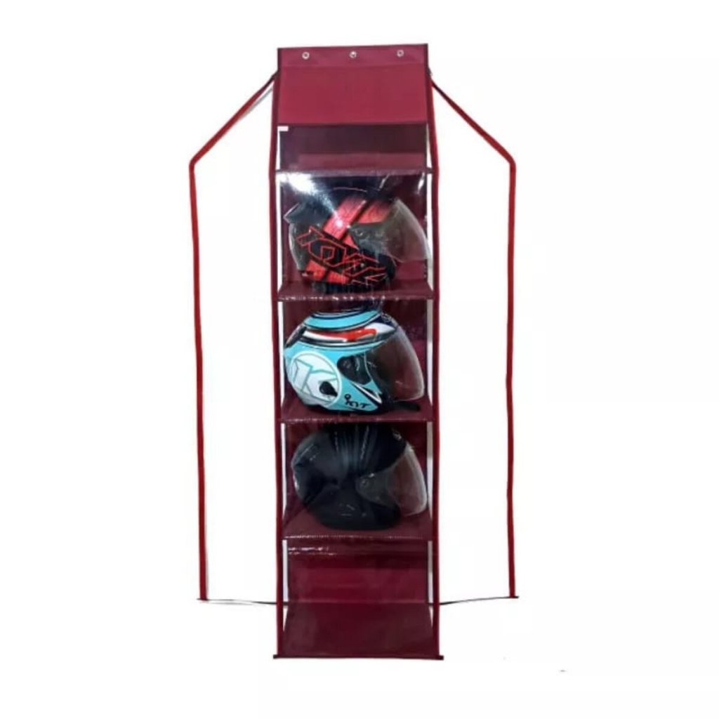 Jual Rak Helm 4 tingkat alas pakai triplek kokoh plastik tebal muat 4 ...