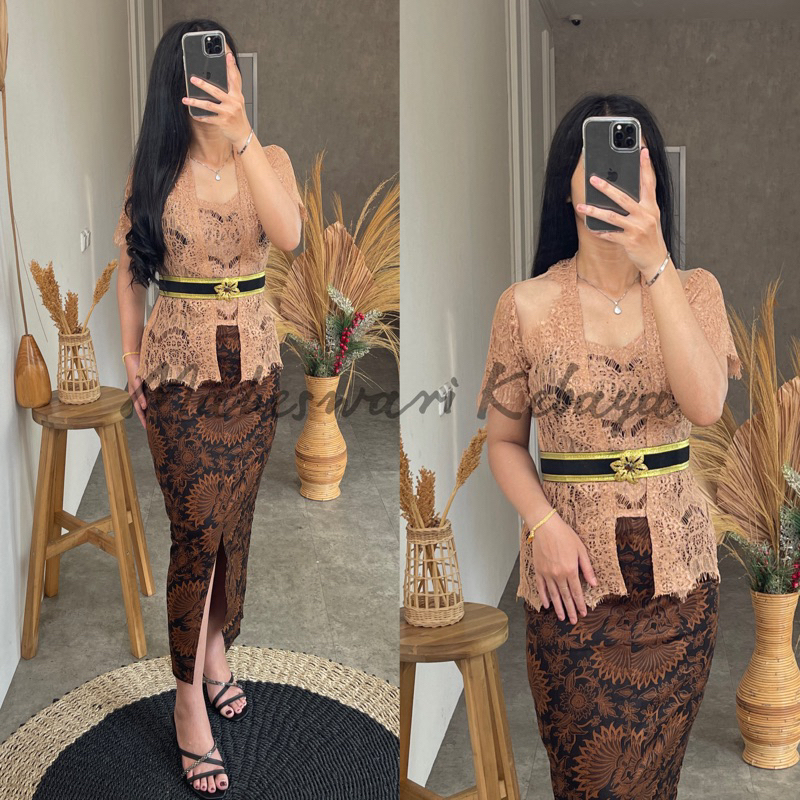 Jual Kebaya Bali Set Brukat Tasya Coklat | Shopee Indonesia
