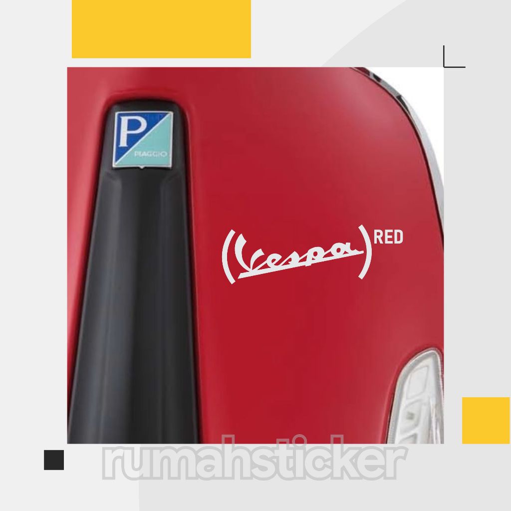 Jual STICKER STIKER CUTTING AKSESORIS MOTOR VESPA LOGO VESPA RED 946 ...
