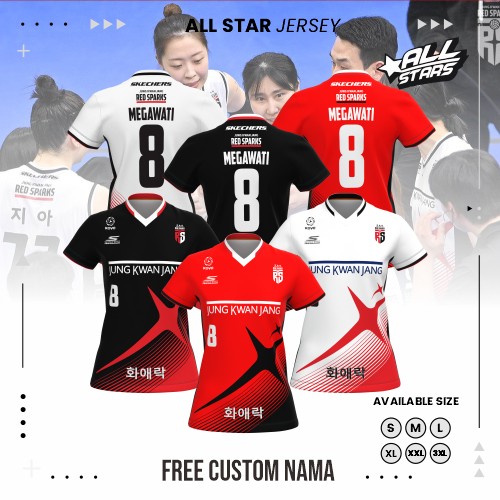 Jual JERSEY VOLI RED SPARK | JERSEY MEGAWATI | JERSEY | FREE CUSTOM NAMA | BAHAN DRI-FIT PREMIUM ...
