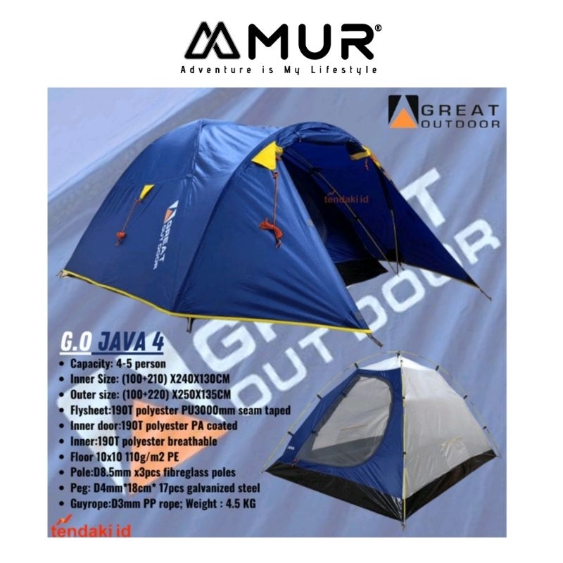 Jual Great Outdoor Tenda Camping Java 4 kap 4 - 5 Orang | Shopee Indonesia