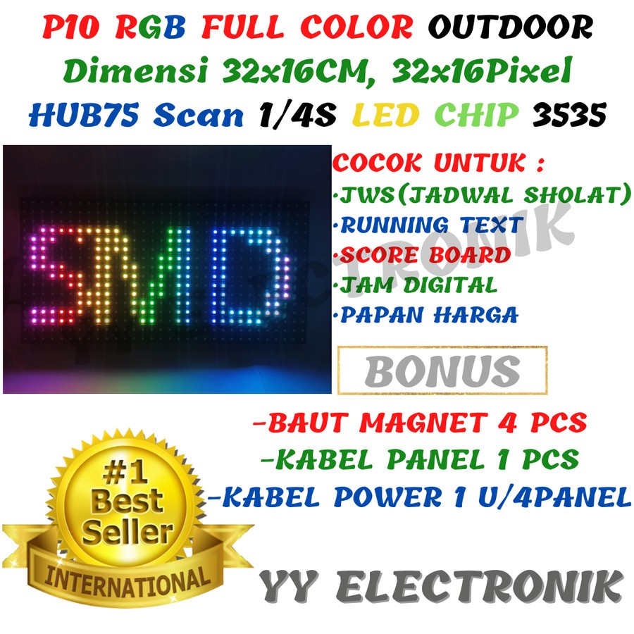 Jual Panel Modul LED P10 RGB Fulloutdoor Scan 1/4 FULL COLOR SMD ...