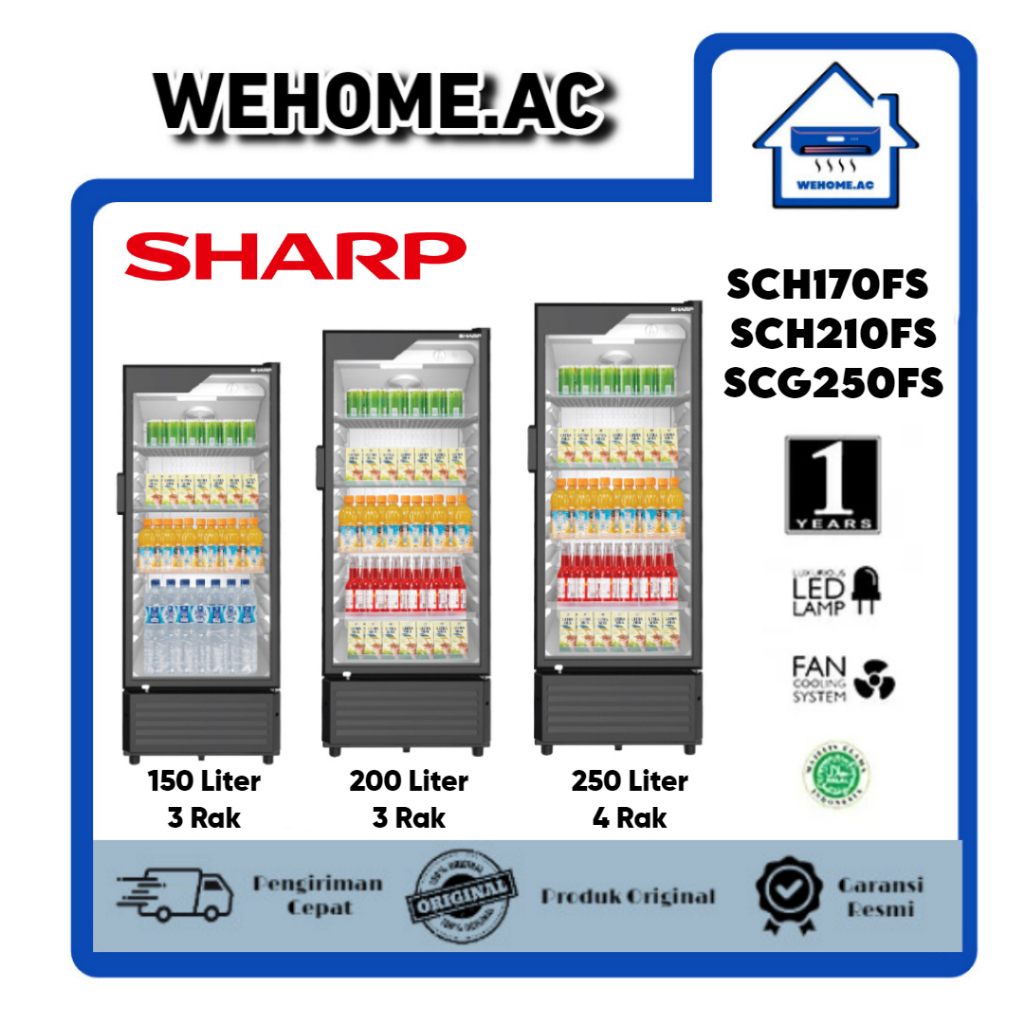 Jual Showcase Cooler Sharp SCH170FS / SCH210FS / SCH250FS Kulkas Lemari ...