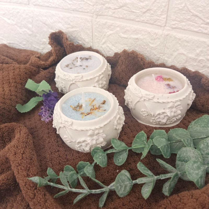 Jual Lilin Aromatherapy Pot Bunga Natural Wax Scented Candle ...