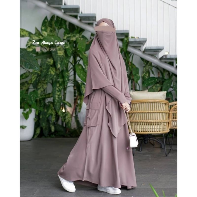Jual Set Setelan Gamis Zea Cargo Khumaaz French Khimar Fk V lancip ...