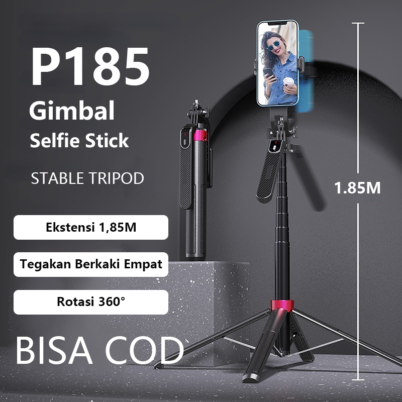 Jual P185 1.85M Tripod Bluetooth Selfie Stick Remote Control Tripod HP ...