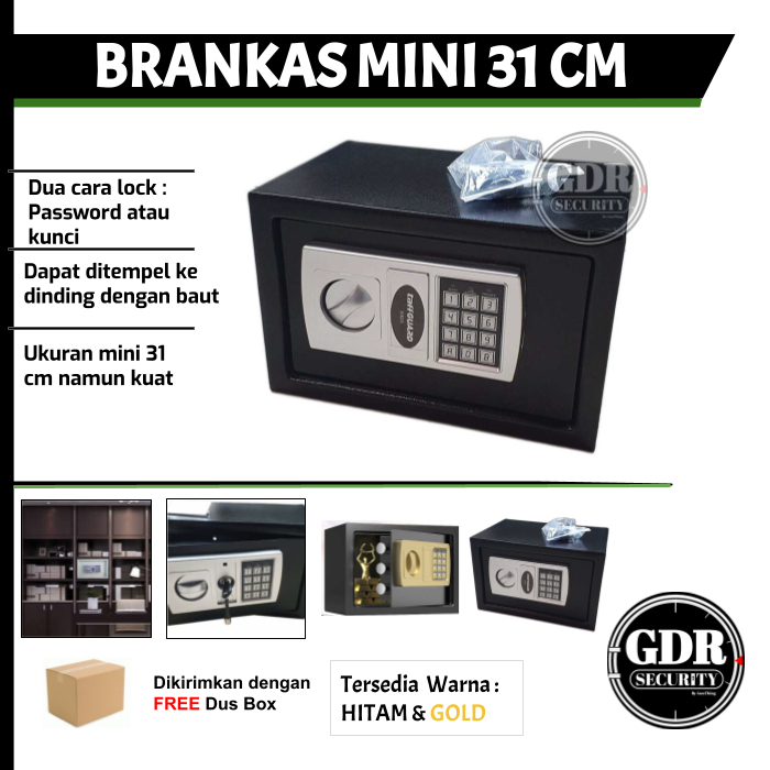 Jual Brankas Hotel Mini Password Safe Deposit Box - 31cm / Hitam Silver ...