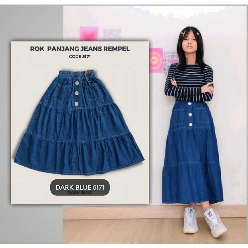 Jual ROK REMPEL PANJANG ANAK PEREMPUAN TANGGUNG USIA 5-15 TAHUN TERBARU ...