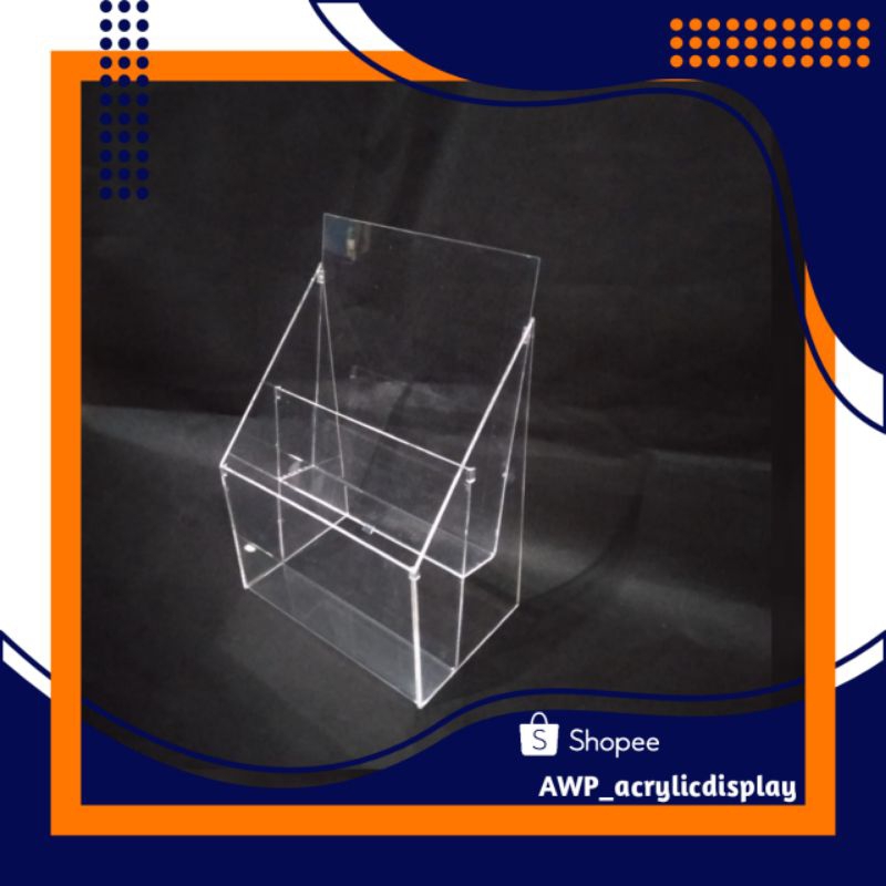 Jual Tempat brosur akrilik 2 susun / Display tempat brosur A5 acrylic ...