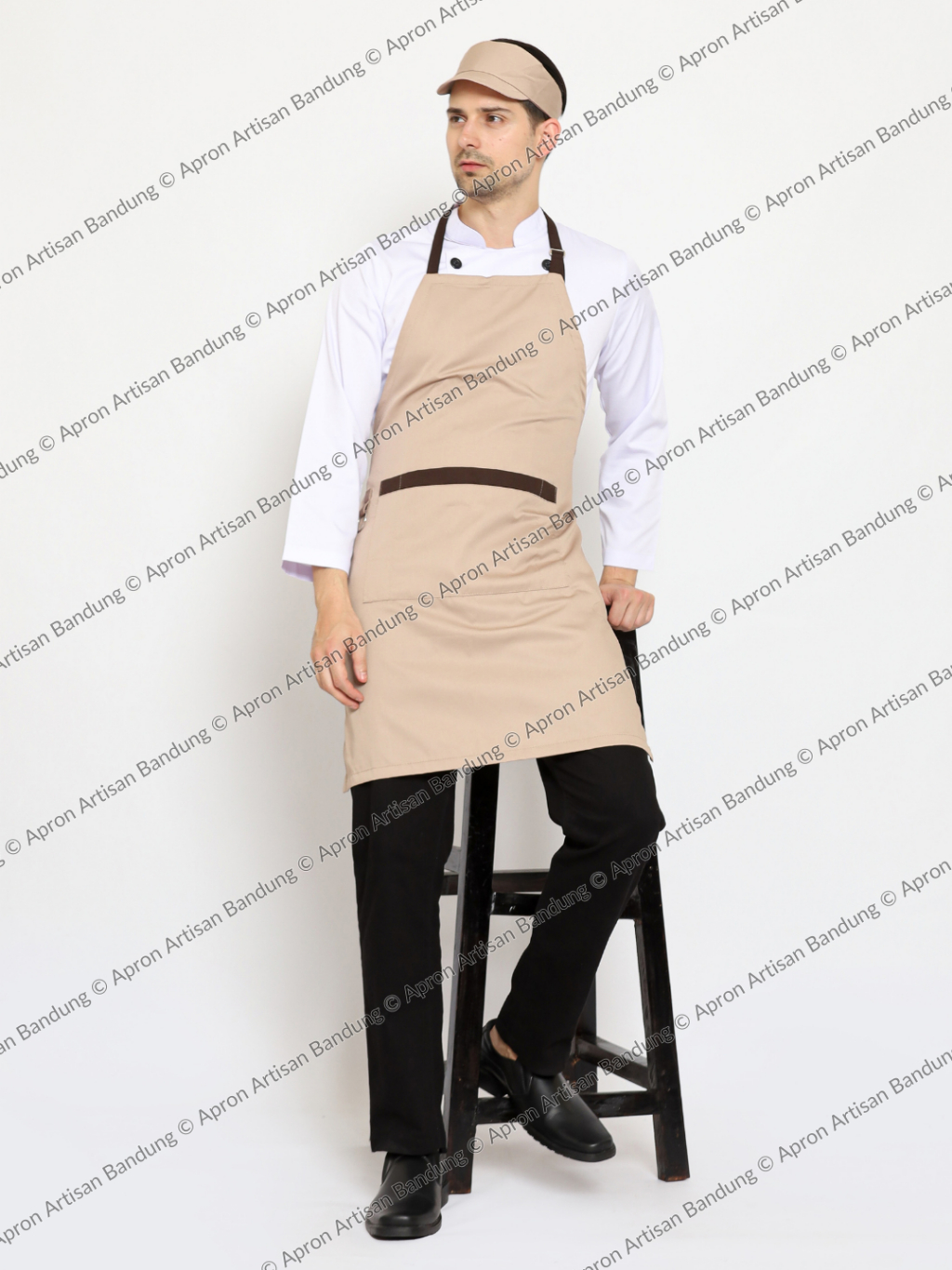 Jual Paket Pakaian Masak Topi Chef Caddy dan Apron Celemek Full 3 Saku ...