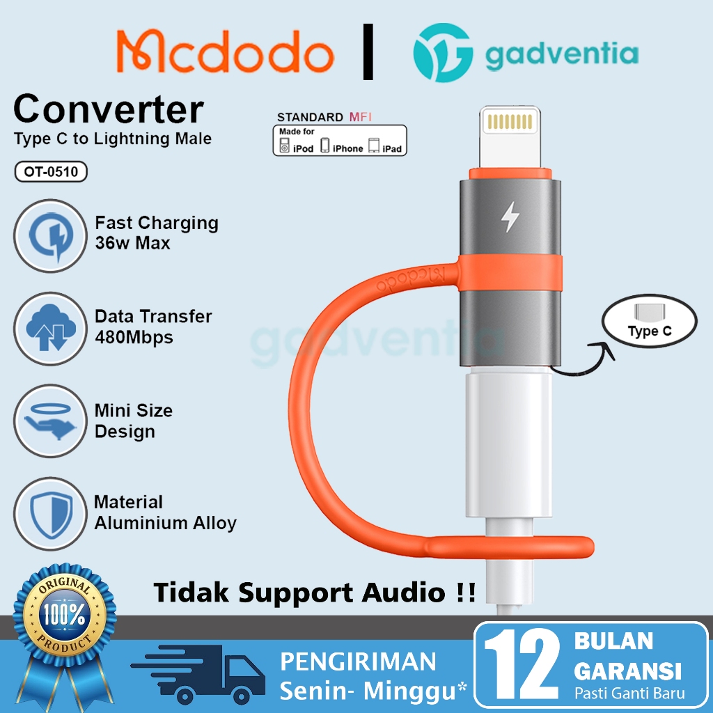 Jual MCDODO Adaptor Converter Charger Type C To Lightning Lightning To Type C Micro USB To Type ...