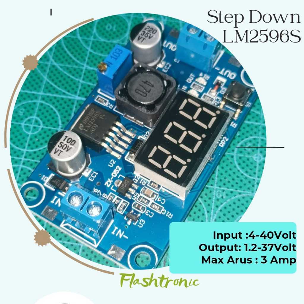 Jual LM2596 LM2596S DC-DC 3-40V ADJUSTABLE STEP DOWN POWER SUPPLY 3A w Display | Shopee Indonesia