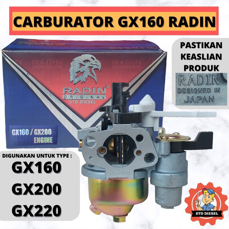 Jual CARBURATOR MERK RADIN GX160 GX200 GX220 KARBURATOR KARBU CARBURETOR 5 6 7 5,5 6,5 HP PK ...