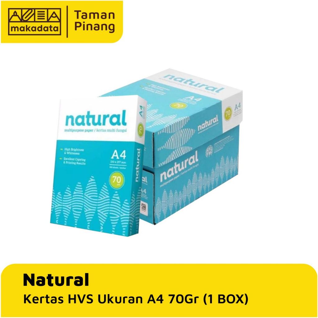Jual KERTAS HVS / KERTAS FOTOCOPY / KERTAS PRINT NATURAL A4 70 GRAM (1 BOX) | Shopee Indonesia