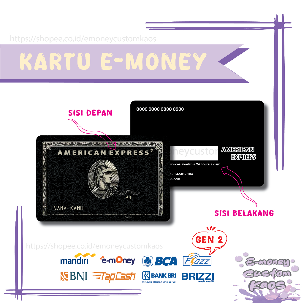 Jual KARTU EMONEY CREDIT DEBIT CARD AMEX HITAM E MONEY ETOLL MANDIRI ...
