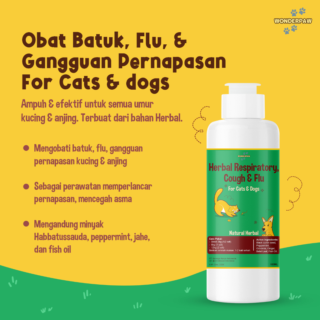 Jual Wonderpaw Obat Flu, Batuk, Pilek, Asma, Sesak Nafas, Bersin Kucing ...
