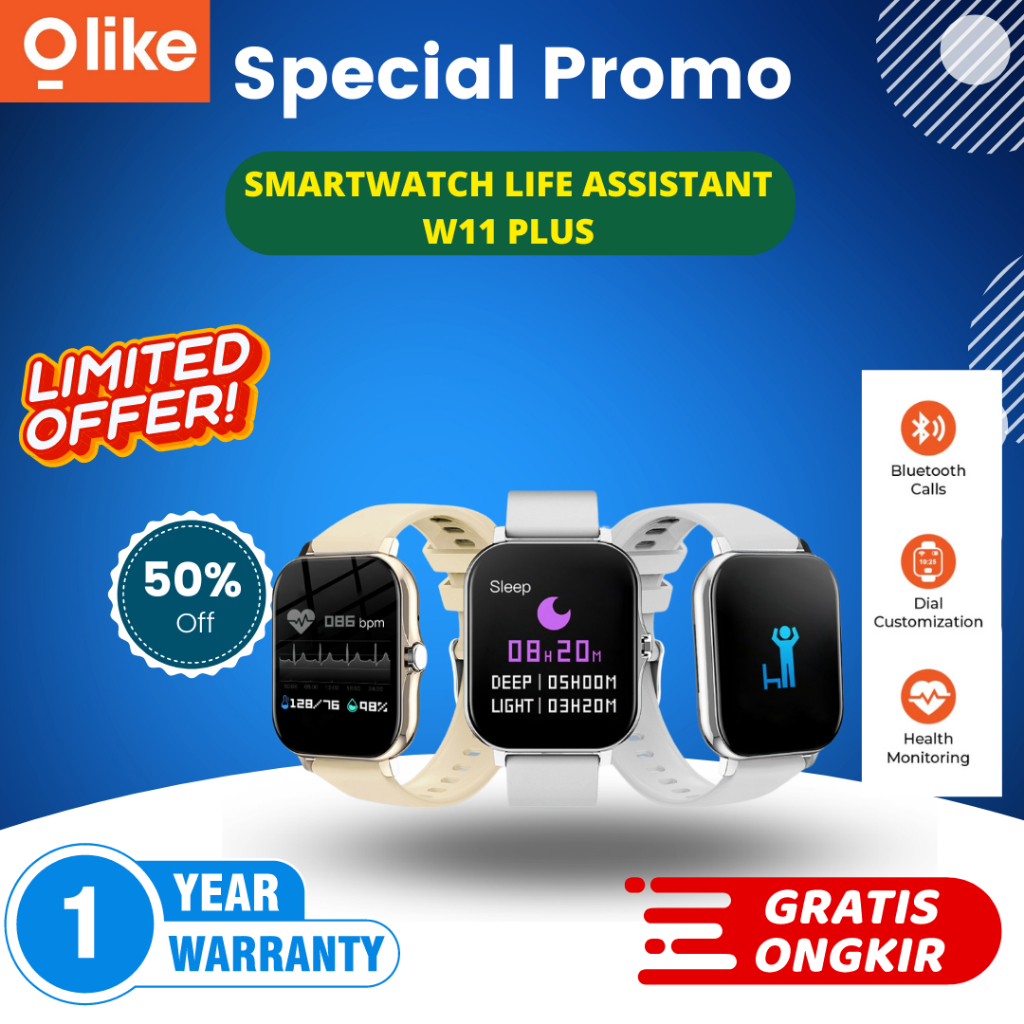 Jual OLIKE W11 Plus FREE KIPAS Smartwatch | Sport And Health Monitoring ...