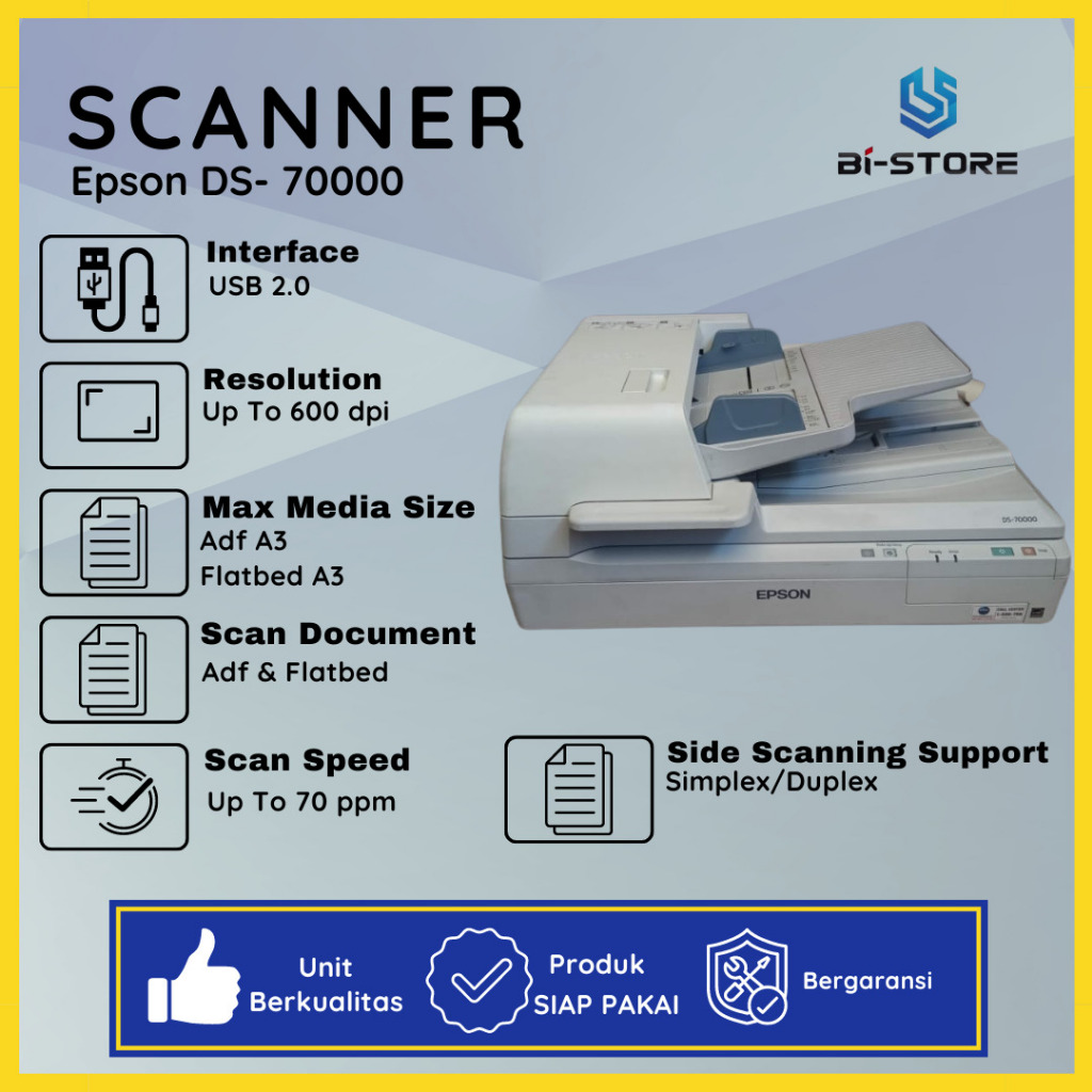 Jual Scanner A3 Epson DS-70000 High Speed Hingga 70 PPM Unit Siap pakai ...