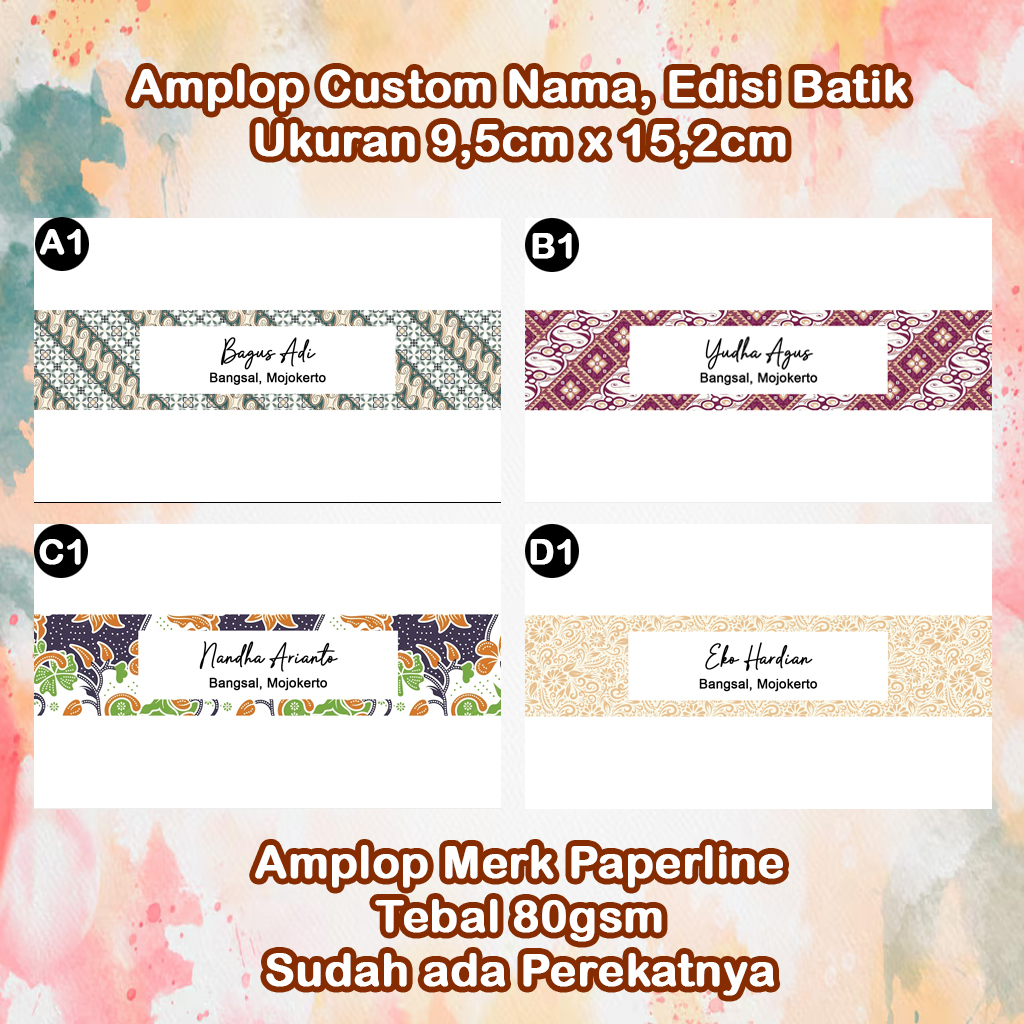 Jual Amplop Kondangan Custom Nama Edisi Desain Batik isi 50PCS | Shopee ...