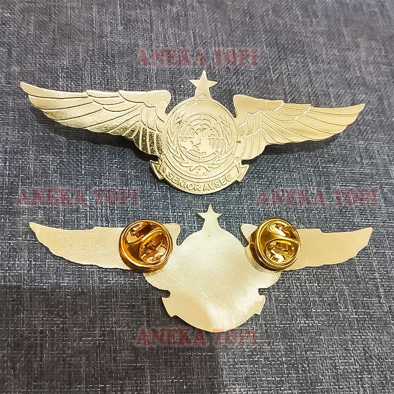 Jual Lencana Sekuriti Penerbangan Pin Wing Senior Avsec Bahan Ful Logam ...