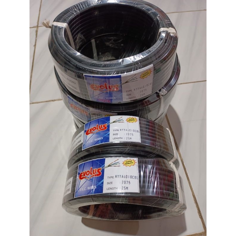 Jual Kabel listrik / audio Evolus 2x0.75 (25meter) hitam isi 2 serabut kabel super teball ...