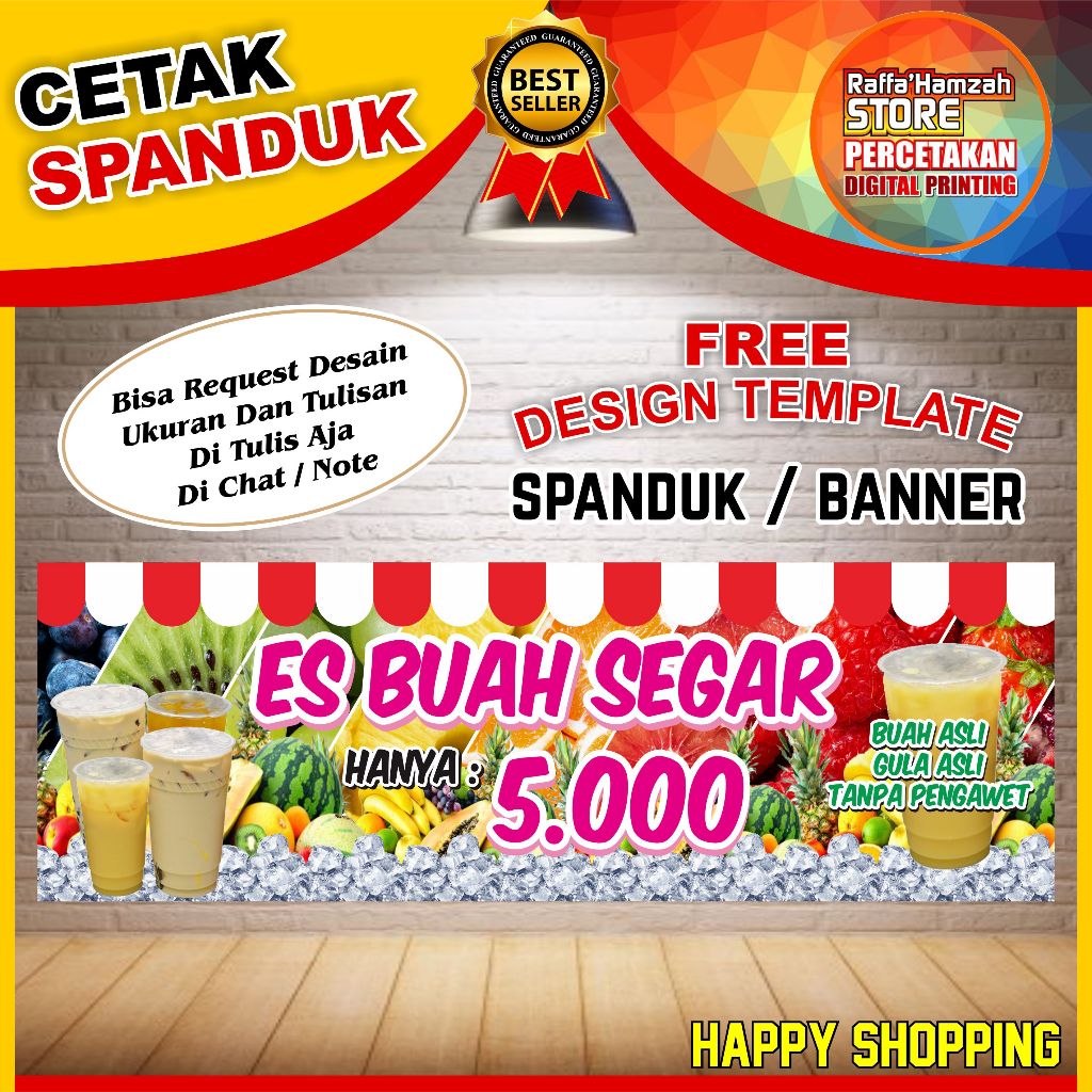 Jual Banner Spanduk Backdrop Es Buah Segar/ Banner Es Buah Segar ...