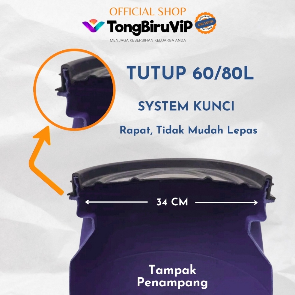 Jual Sudah READY 68L TUTUP Tempat Sampah Biru Tong Air Biru Tong Komposter Biru 68L Diameter 34 ...