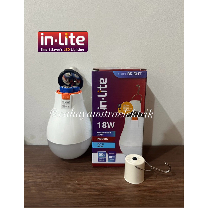 Jual LAMPU EMERGENCY LED INLITE 18WATT BATERY + HANGER -INBE007 | Shopee Indonesia