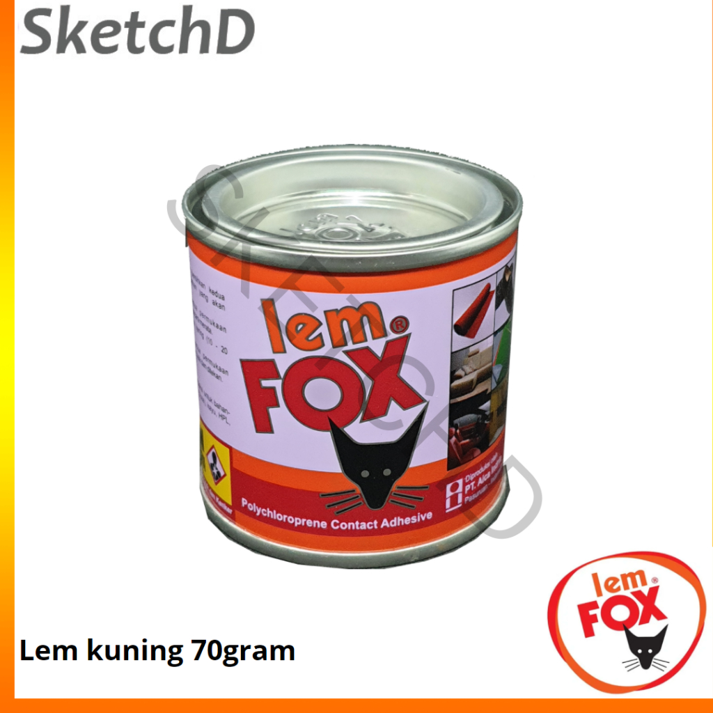 Jual Lem kuning Perekat kayu plastik Vinyl HPL Fox 70 gr ...