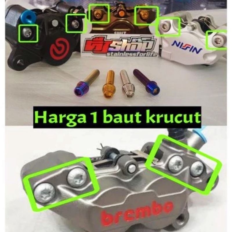 Jual baut kaliper 4p/2p big titanium gr5 pilar /stainless m8 x 35 krucut brembo ktc formula 81 ...