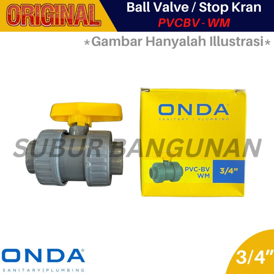 Jual STOP KRAN WATERMUR 3/4" ONDA PVCBV WM BALLVALVE UNION WATERMOOR ...
