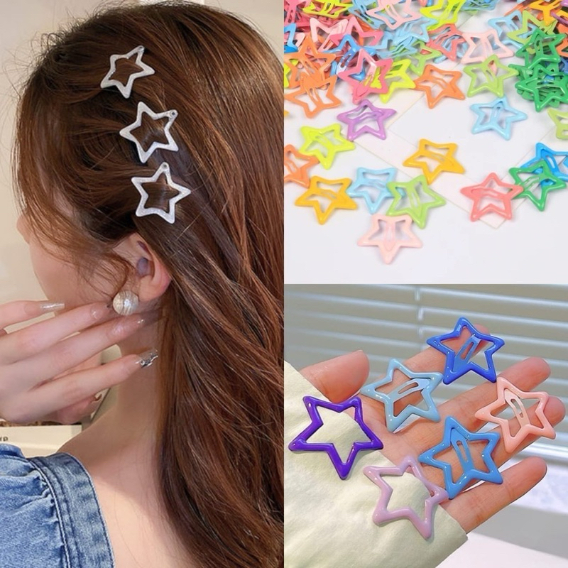 Jual JEPIT BINTANG Cetekan Warna Warni Jepitan Poni Tiptop Star Hair ...