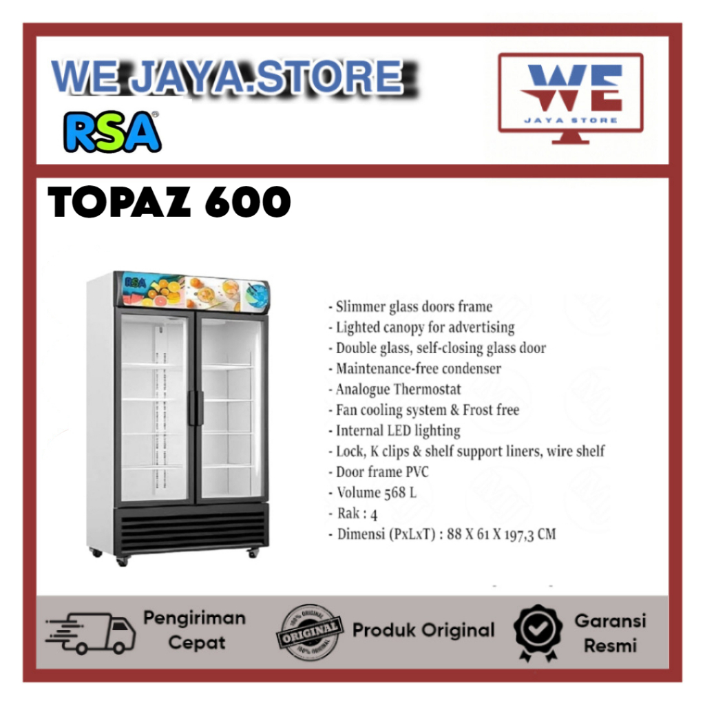 Jual SHOWCASE RSA TOPAZ-600 Showcase Minuman / Display Cooler TOPAZ 600 ...
