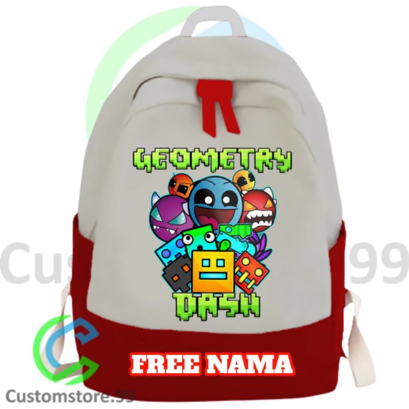 Jual TAS RANSEL ANAK TK SD GEOMETRY DASH UNISEX (FREE NAMA) | Shopee Indonesia