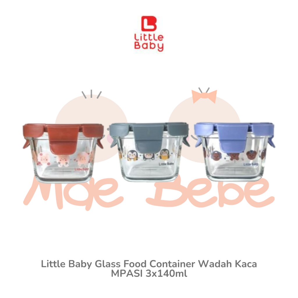 Jual Little Baby Glass Food Container Wadah Kaca MPASI Kedap Udara 3 pcs 140ml | Shopee Indonesia