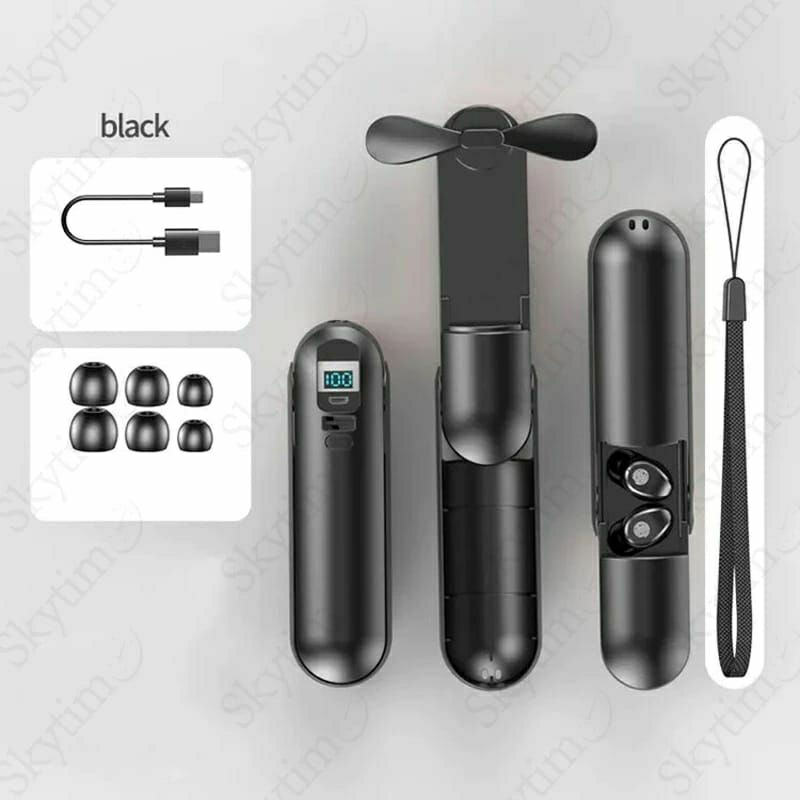 Jual 4 in 1 Earphone Bluetooth with fan Powerbank Flashlight | Shopee ...