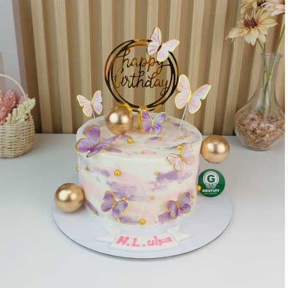 Jual CAKE TEMA KUPU-KUPU UK 15CM / KUE ULANG TAHUN CUSTOME | Shopee Indonesia