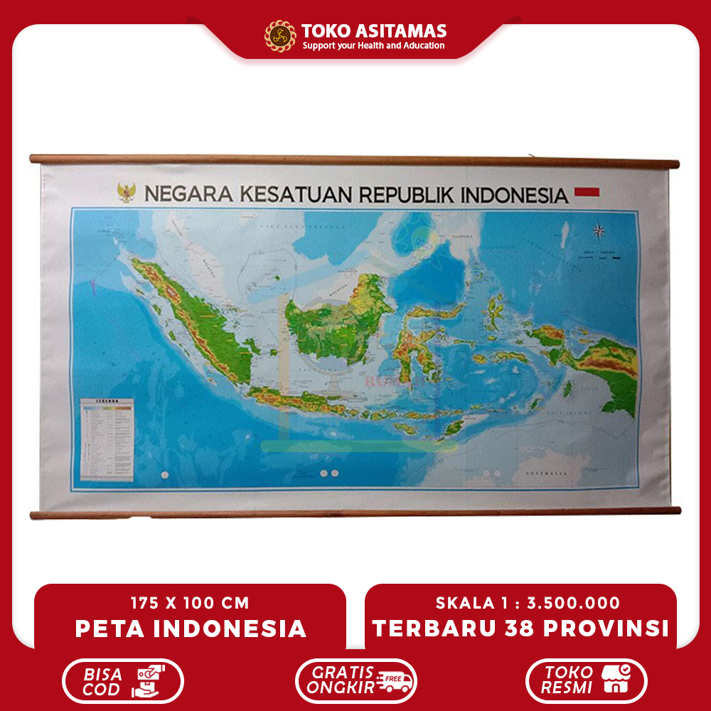Jual Peta Indonesia Bingkai Edisi Terbaru 38 Provinsi Negara Kesatuan ...