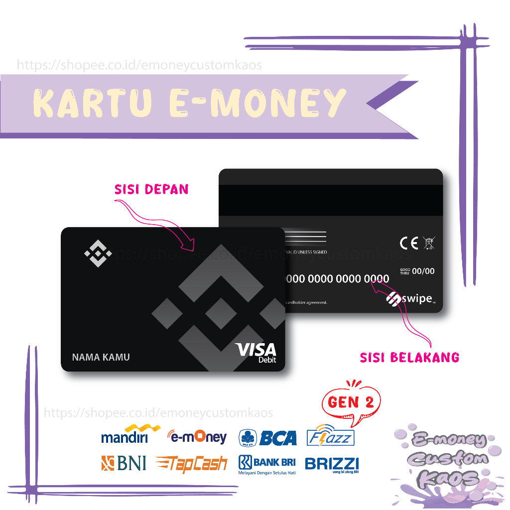 Jual KARTU EMONEY DEBIT CARD HITAM BLACK ETOLL MANDIRI FLAZZ BCA GEN 2 ...
