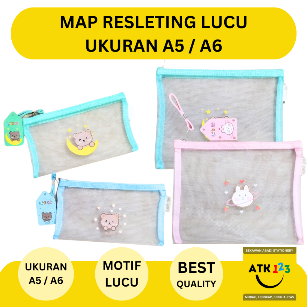 Jual Map Resleting Fancy Lucu Filebag Ukuran A5/A6 | Shopee Indonesia