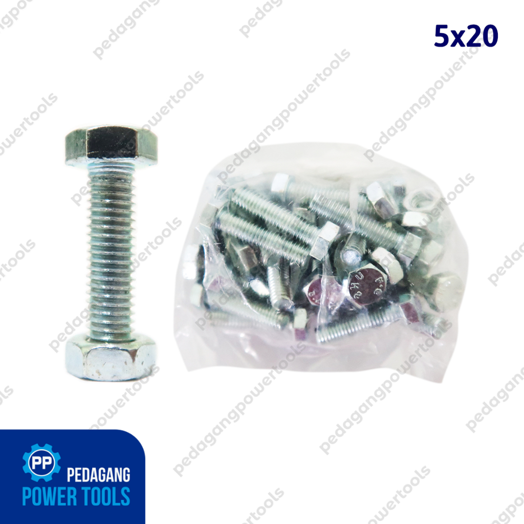 Jual JP Baut Mur M5 x 20 mm Isi 25 pcs Putih Kunci 8 Hexagon Skrup BM 5x20 | Shopee Indonesia
