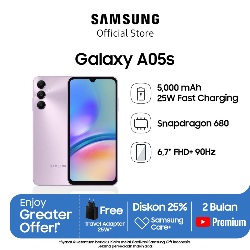 Jual Samsung Galaxy A05s 6/128GB - Light Violet | Shopee Indonesia