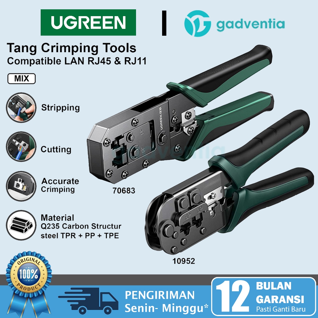 Jual UGREEN Tang Crimping Cutting Tool RJ45 RJ11 Lan Network Cable 6P ...