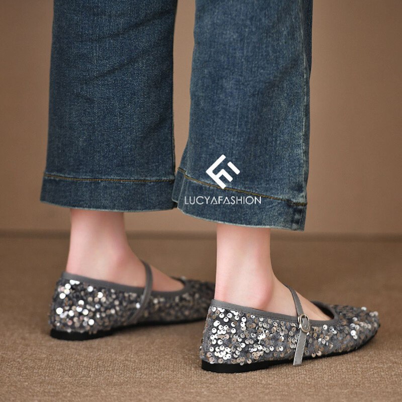 Jual 5051 Sepatu Flat Payet Wanita Kekinian Flatshoes Sequin Terbaru ...