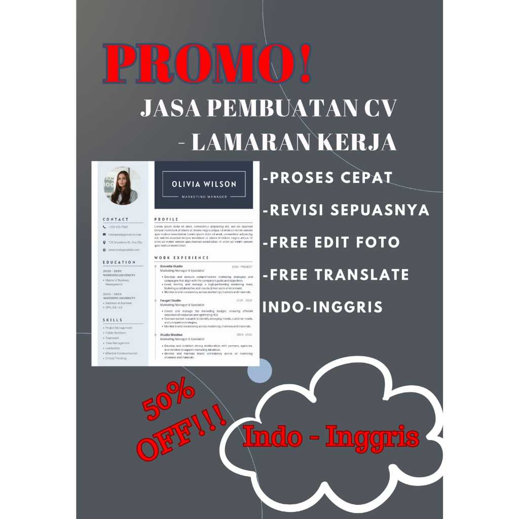 Jual JASA PEMBUATAN CV - SURAT LAMARAN KERJA - EDIT FOTO | Shopee Indonesia